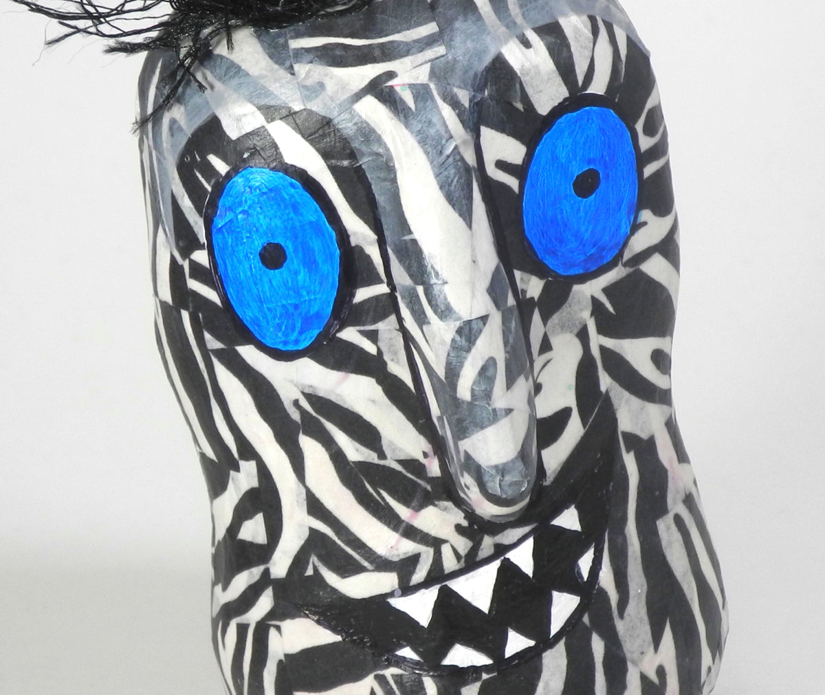 Man Bun Monster Head Sculpture Black and White animal stripes – Gad ...